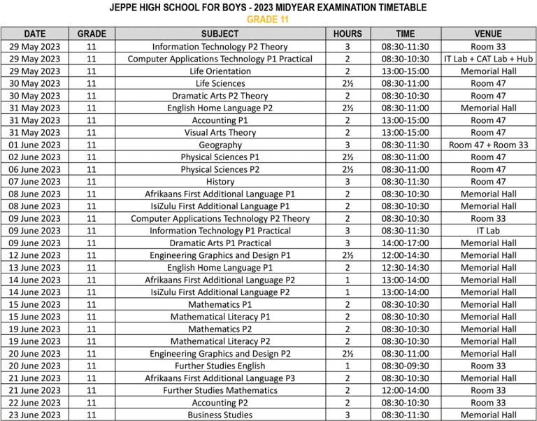 Calendars – Jeppe High School for Boys