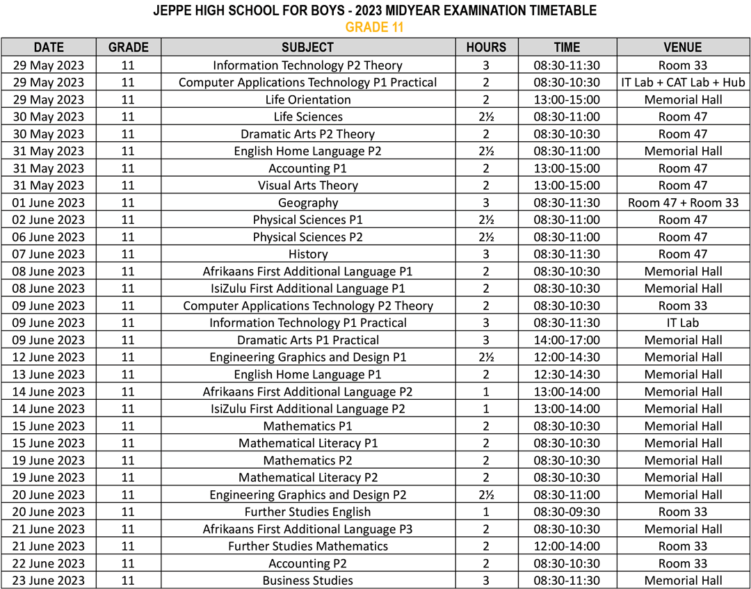 Calendars – Jeppe High School for Boys